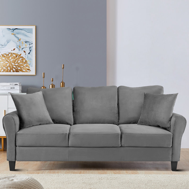 Wayfair grey velvet sofa store